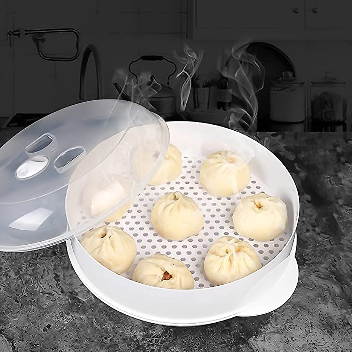 Bonilaan Microwave Steamer, BPA Free Kitchen Microwave Cooker, Microwave Cookware Steamer for Vegetables, Rice and Fish, 11X28 (OY-01)