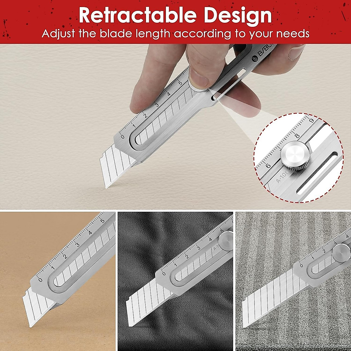 Multipurpose Heavy-Duty Utility Knife, 2024 Upgraded Utility Knife Box Cutter, Retractable Snap Blade Utility Knife, Razor Knife Box Cutter Utility Knife Multitool (1 Pack, Knife With 10 Blades)