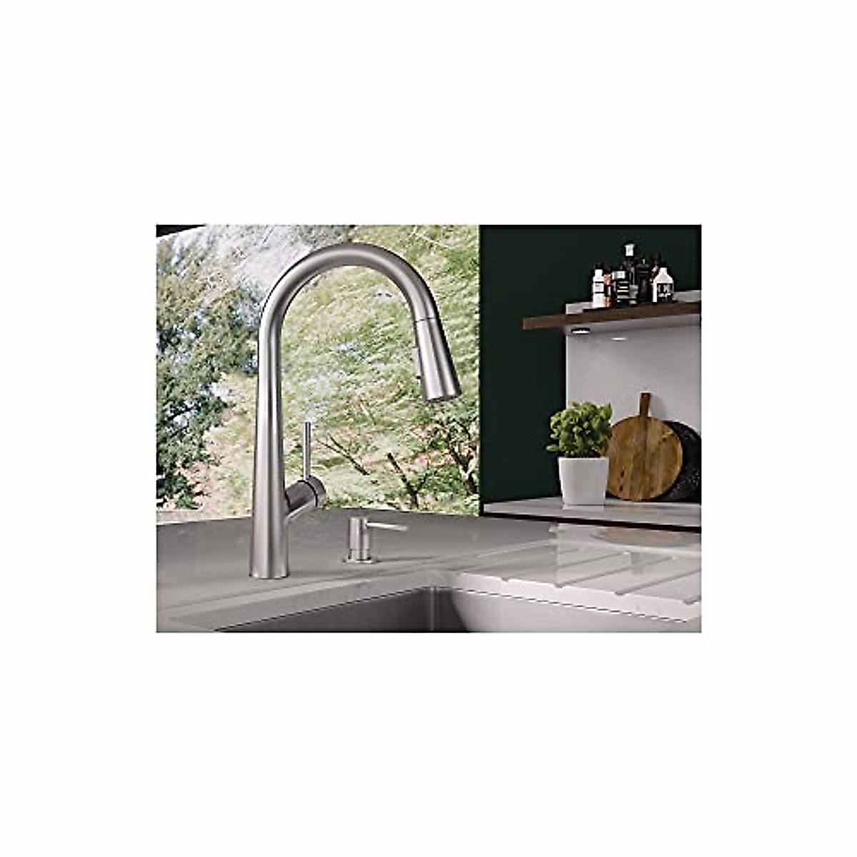 hansgrohe Lacuna Stainless Steel High Arc Kitchen Faucet, Kitchen Faucets with Pull Down Sprayer, Faucet for Kitchen Sink, Stainless Steel Optic 04749805