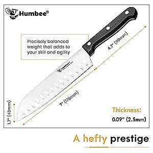 Humbee, 7.5-Inch Santoku Knife Stainless Steel Ultra Sharp Japanese Chef Knife Comfortable Grip Kitchen Knife
