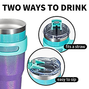 Zibtes 40oz Insulated Tumbler With Lid and Straws, Stainless Steel Double Vacuum Coffee Tumbler With Handle, Glitter Travel Cup for Home, Office, Party (Deep Fear 1 pack)