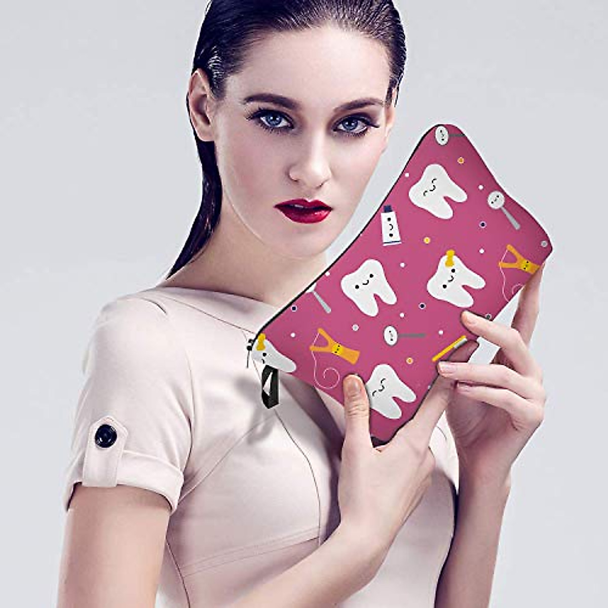 MRSP Cosmetic Bag Makeup bags for women,Small makeup pouch Travel bags for toiletries waterproof (Teeth)