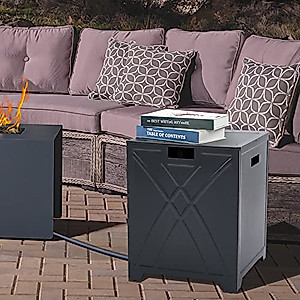 BAIDE HOME Propane Tank Cover Table, Square Propane Tank Holder Hideaway for 20 lb Propane Tank, Gas Tank Storage Side Table - Carbon Gray