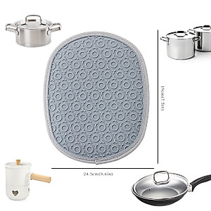 2PCS Silicone Pot Holders, OLULU Heat Resistant Hot Pads with Pockets, Non Slip Pot Holders for Kitchen, Baking and Cooking (9.8 * 7.5 inches, Grey)