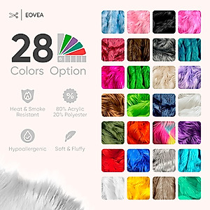 EOVEA Shaggy Faux Fur Fabric by The Yard - 36" X 60" Inch Wide - Fluffy Fur Fabric- Plush Furry Materials - Fuzzy Craft Supply for DIY, Halloween, Upholstery, Costume, Sewing(White, One Yard)