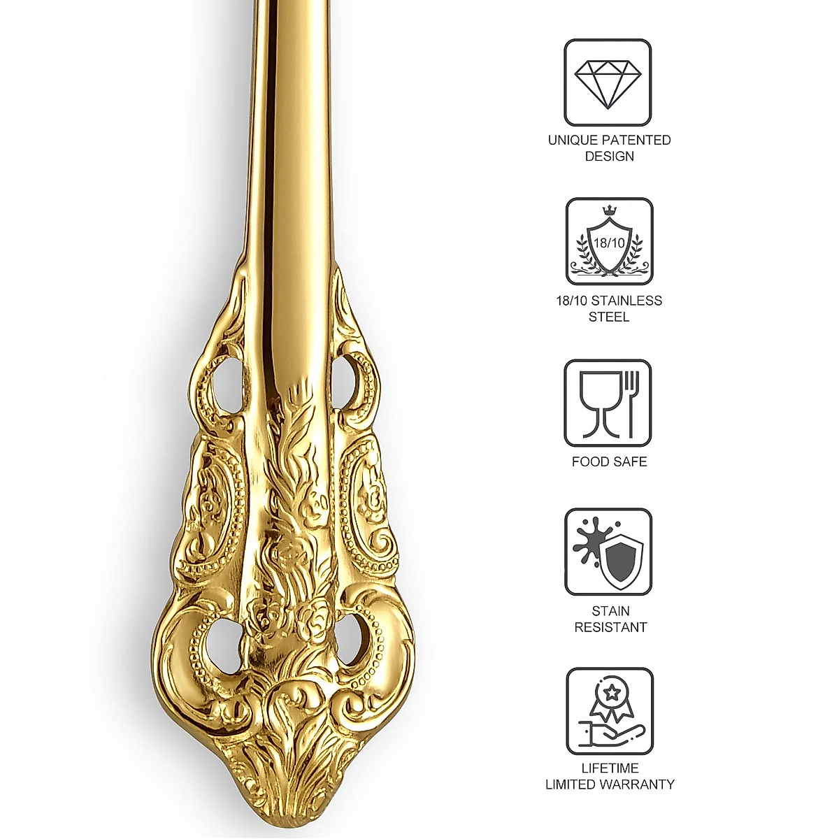 KEAWELL Luxury 6.3" Teaspoons, 18/10 Stainless Steel, Gorgeous Small Spoons, Stirring, Mixing, Sugar, Cake, Dessert Spoons, Mini Antipasto spoons (Gold)