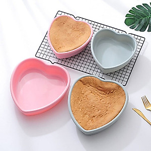 Heart Shaped Cake Pans - Silicone Molds 3pcs Heart Baking Pan 4" 7" 9" Heart Cake Mold Non-Stick Cake Pan Set for Cheese Cake and Brownie Cake