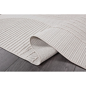 CAMILSON Micro Loop Rug 5x7 Modern Luxury Geometric Arch Area Rugs Soft High and Low Pile Stain Resistant Easy-Cleaning Non-Shedding for Living Room Office Indoor Carpet (5 x 7 / White)