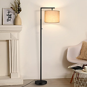 ROTTOGOON Dimmable Floor Lamp, 4 Color Temperatures Standing Lamp with Remote Control & Rotary Switch, Tall Pole Floor Lamp for Living Room, Bedroom, Study Room, Office, 9W LED Bulb Included - Black