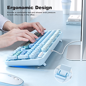 Atelus Large Print Keyboard, USB Wired Computer Keyboard with Retro Keycaps, Numeric Keypad and Media Hotkey for Office Desktop PC Laptop and Windows 7 8 10 11 (Blue Colorful)