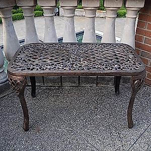 Oakland Living Mississippi Cast Aluminum Cocktail Table, 35-Inch by 18-Inch, Antique Bronze