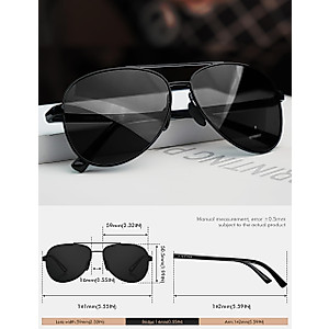 LUENX Aviator Sunglasses for Men Women Polarized-Stylish Shades Non Mirror UV400 Protection Driving Outdoor Activities 59 MM(All Black)