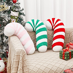 Mokoggiri Candy Throw Pillow Christmas Decorations Soft Fluffy Candy Cane Pillow Stuffed Lollipop Plush Pillows Gifts for Home Decor Sofa Cushion (16 inch Candy Cane Pink)