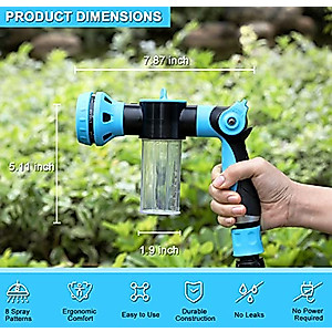 ESOW Garden Hose Nozzle, High Pressure Foam Sprayer Gun 8 Way Spray Pattern with 3.5oz/100cc Soap Dispenser Bottle, Snow Foam Gun for Car Wash, Watering Plants, Lawn, Patio, Showering Pet, Cleaning