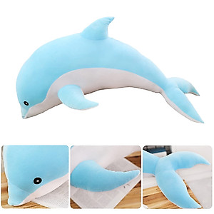 Dolphin Stuffed Animals Plush Pillow Super Soft Sea Animal Plush Toys Dolls for Boys Girls Sleeping Cushion Gift (70cm/27.55in, Blue)