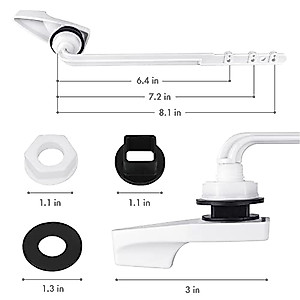 Lydia's Deal Toilet Handle Replacement Kit, Universal Front Mount Toilet Tank Flush Lever Replacement Handle, Toilet Tank Trip Lever, Easy to Install, Toilet Repair Kit, White Plastic