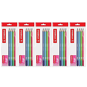 STABILO Handwriting Pencil - Colorful Exam Grade 2B Writing Pencil with Eraser Grab 2 GO