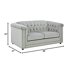 Signature Design by Ashley Josanna Classic Tufted Upholstered Loveseat, Gray