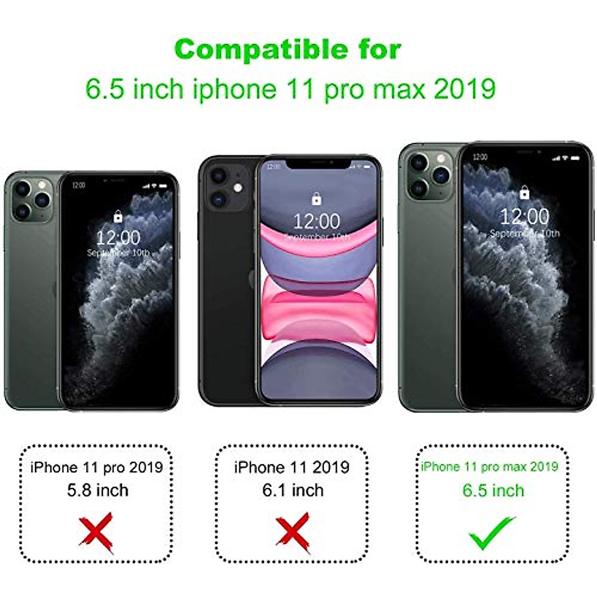 Arae Screen Protector for iPhone 11 Pro Max/Xs Max, HD Tempered Glass Anti Scratch Work with Most Case, 6.5 inch, 3 Pack