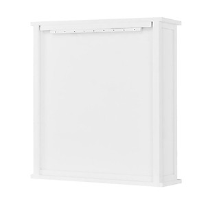 Alaterre Furniture Coventry Wall Mounted Bath Storage Cabinet with Two Doors and Open Shelf - White - 27" W x 29" H - Adjustable Interior Shelf - Bathroom Organizer and Space Saver
