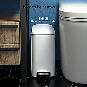 YUMEIGE Kitchen Bins Stainless Steel Trash Can, Narrow Design, Silent Deceleration, Fixed Cover Design, Foot-Operated Trash Can, Suitable for Bedroom, Kitchen, Living Room, Toilet (Color : Purple)