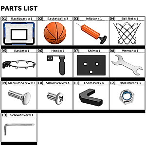 QDRAGON Mini Basketball Hoop, Over The Door Indoor, with 3 Balls/Inflator/Breakaway Rim, Basketball Toy Gifts for Kids and Adults, Suit for Bedroom/Office/Outdoor, Blue