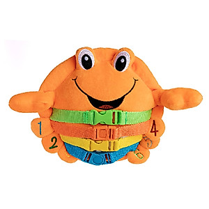 Buckle Toys - Barney Crab Stuffed Animal - Montessori Learning Toy for Toddlers - Develop Motor Skills and Problem Solving - Great Car Trip Activities for Kids