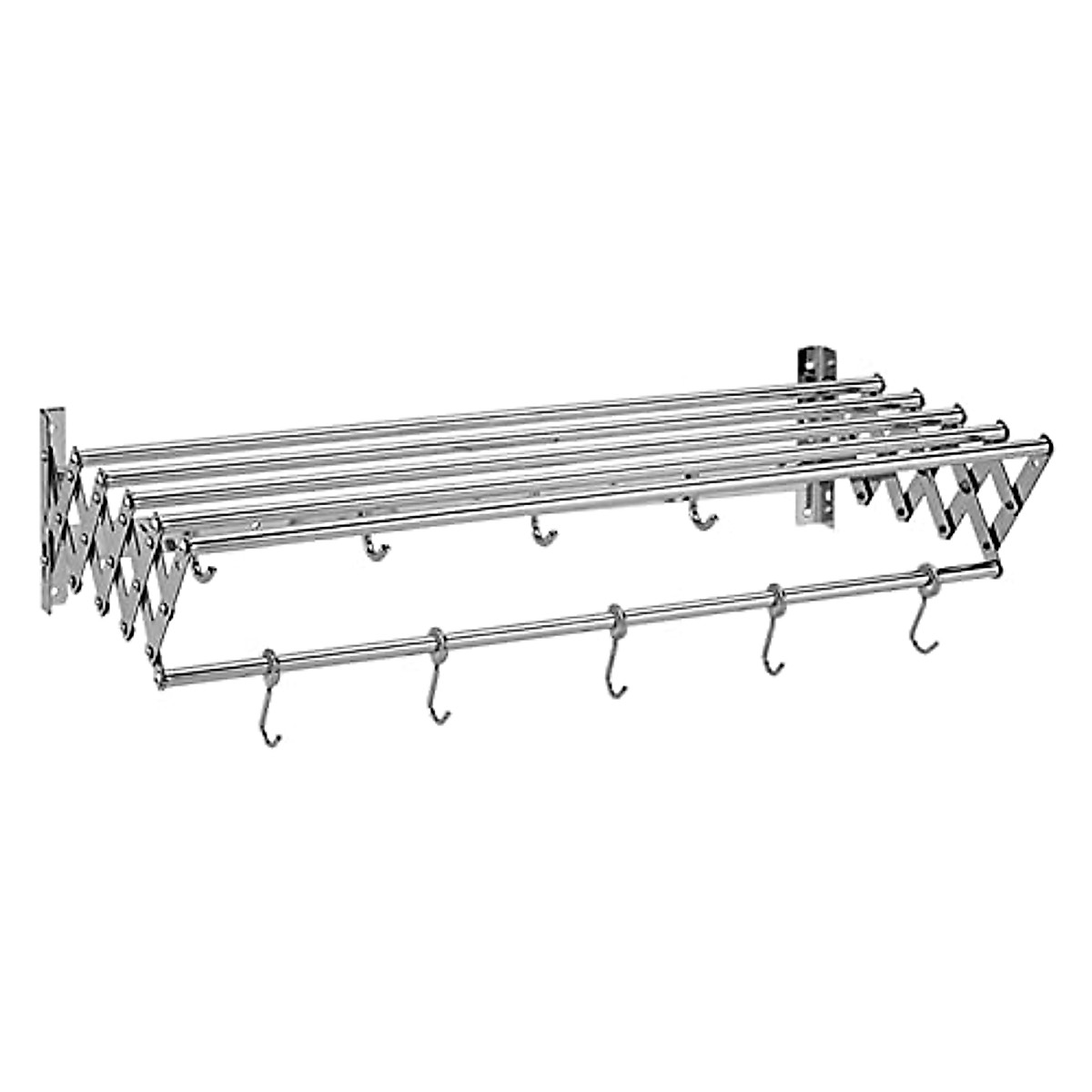 XMCX 50-80cm Laundry Drying Rack Airer -Wall Mounted - Retractable - Clothes Dryer Collapsible Folding Towel Shelf with Hooks Washing Line Easy Storage (Color : 5 Hook, Size : 80cm)