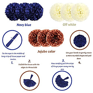 Recosis Birthday Decorations for Women, Navy Blue Rose Gold Birthday Party Decorations for Men Women Boys Grils, Happy Birthday Banner Pompoms foil Balloons Curtains for Birthday Party Decor Suit