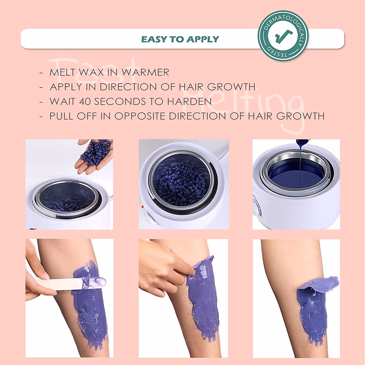 Hard Wax Beads for Coarse Hair Removal - 2.2 lb, 10 Pack Depilatory Wax Beans with Spatulas for Face, Eyebrow, Back, Chest, Bikini Areas, Legs - Refills for Any Wax Warmer