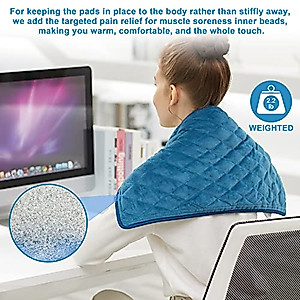 Weighted Heating Pad - 2.2lb Large Electric Heated Pad,with 6 Temperature Levels,with 4 Kinds of time Automatic Shutdown,Fast-Heating Technology for Waist/Abdomen/Neck Pain and Cramps Relief,12''×24''