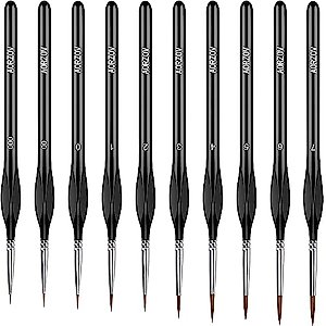 Detail Paint Brush Set - 10PCS Miniature Painting Brushes, Micro Paint Brushes for Fine Detailing & Art Painting - Acrylic, Watercolor, Oil, Model Painting, Warhammer 40k Miniature Figure by AORZOV