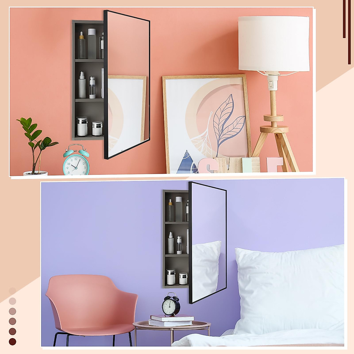 Suzile Medicine Cabinets with Mirror Bathroom Mirror Medicine Cabinet Wall Mounted Framed Recessed Bathroom Medicine Cabinet with Mirror 16 x 24 inch Mirror Cabinet Size (Light Grey,1 Pack)