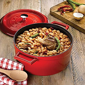Lava Signature Enameled Cast-Iron Round Dutch Oven - 4-3/4 Quart, Cayenne Red