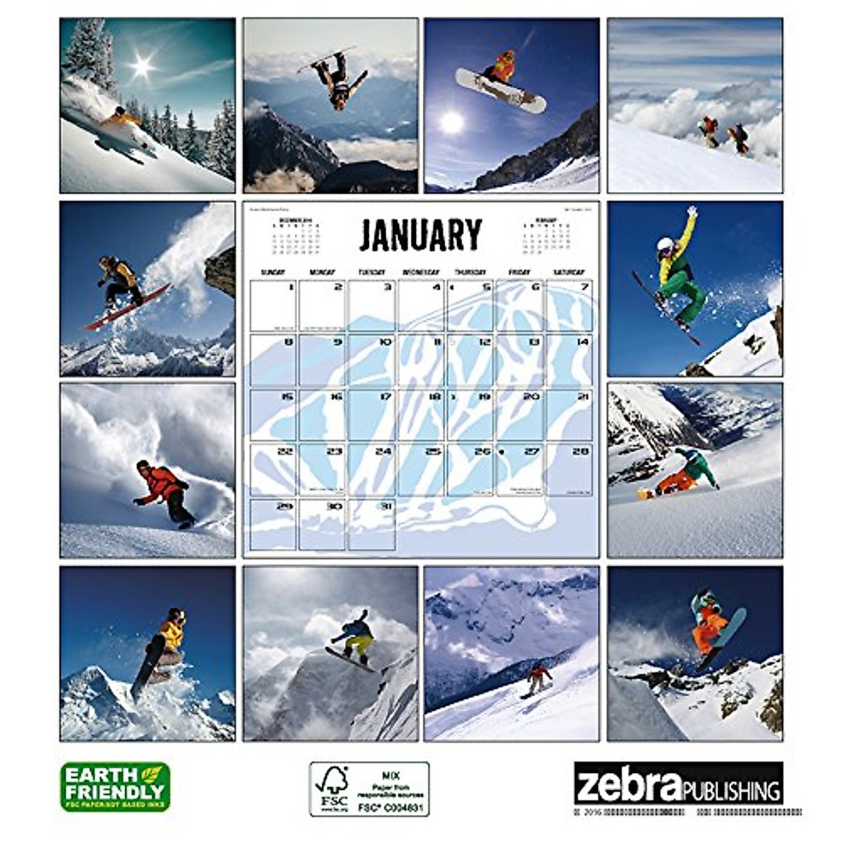 Snowboarding 2017 Wall Calendar