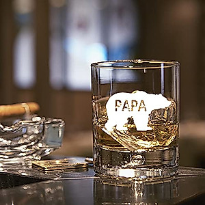 AGMdesign, Funny Papa Bear Whiskey Glasses Gift for Dad, Daughter, Son, Kids, Men's Birthday Gifts for Dad, Father's Day Gift