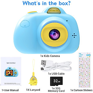 OMZER Kids Camera 1080P Selfie Mini Camera, HD Digital Video Camera for Toddlers, Video Recorder Toys for Kids, Christmas Birthday Gifts for Age 3 4 5 6 7 8 9 10 Year Old Girls Boys with 32G SD Card