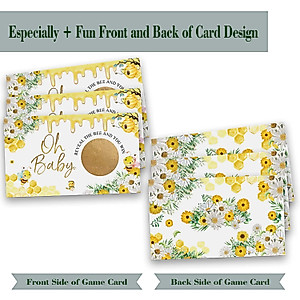 skuhyyg 50 Pack Honey Bee Scratch Off Game - Bumble Bee Baby Shower Birthday Party Activity Lottery Ticket Raffle Cards Girls or Boys Decorative Set