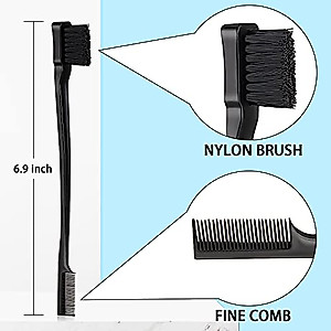 Geiserailie 3 Pcs Slick Back Hair Brush Set Bristle Brush Edge Control Teasing Comb for Women Black Hair(Black)