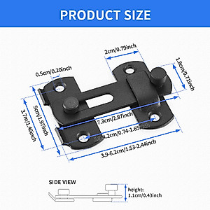 Lpraer 2 Pack 3 Inch Flip Latch Stainless Steel Gate Latches with Screws Bar Latch Safety Door Latch Bolt Lock for Gate Cabinet Fence Window (Black)