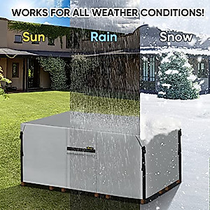 PTEROMY Waterproof Patio Table Cover, Heavy Duty 600D Canvas Patio Furniture Covers for Outdoor Dining Table and Chairs (Pewter Gray, 111''x 74'')