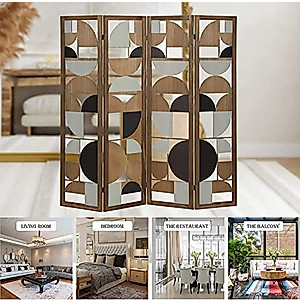 ECOMEX 4 Panel Room Divider,Freestanding Folding Room Divider Screen, Cutout Room Divider Wall, Room Dividers and Room Partition for Home Office（Classic Color）