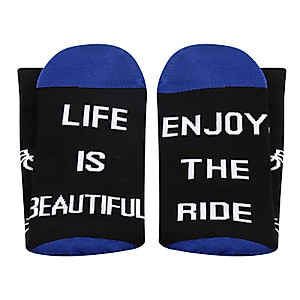 TSOTMO Bicycle Socks Bike Gift Cycling Sport Socks Cyclist Gifts Riding a Bicycle Gift Life Is Beautiful Enjoy The Ride Socoks For Bicycle Lovers (Life Ride)