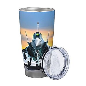 EKPRAVDKTF Airplane 20oz Insulated Stainless Steel Tumbler With Lids And Straws, Double Wall Vacuum Travel Coffee Mug, Thermal Cup For Cold & Hot Drinks, Reusable Metal Straw & Brush