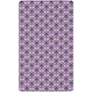 Plaid Themed Fitted Crib Sheet,Standard Crib Mattress Fitted Sheet Soft Toddler Mattress Sheet Fitted-Great for Boy or Girl Room or Nursery,28“ x52“,Lavender Violet Dimgray