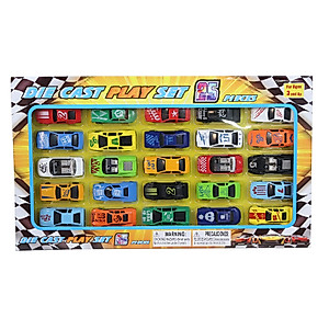 KidPlay Die Cast Toy Race Car Set Asst Colors 25pc