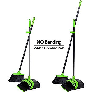 Broom and Dustpan Set, Broom and Dustpan, Broom and Dustpan Set for Home, Upgrade 52" Long Handle Broom with Stand Up Dustpan Combo Set for Office Home Kitchen Lobby Floor Use, Dust pan and Broom Set