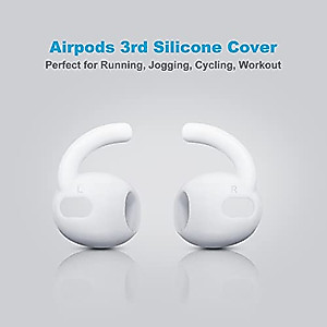 Acediar Two Pairs of AirPods 3 Ear Hooks Covers Fits for AirPods 3 Anti-Slip Ear Covers Accessories Running, Jogging, Cycling (White)