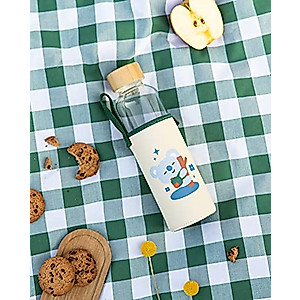 Grupo Erik BT21 Official Merchandise Koya Glass Water Bottle - 500ml / 17oz - Glass Bottle - Hot&Cold Water Bottle - Water Bottle 500ml - BT21 Merchandise - BT21 Koya - Kawaii Water Bottle