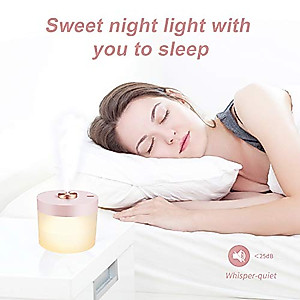 Mini Humidifier, 780ml Cool Mist Humidifier Wireless with Night Light for Baby, Bedroom and Office, 2 Mist Modes, 25dB Whisper Quiet, Auto Power Off - Rose Gold
